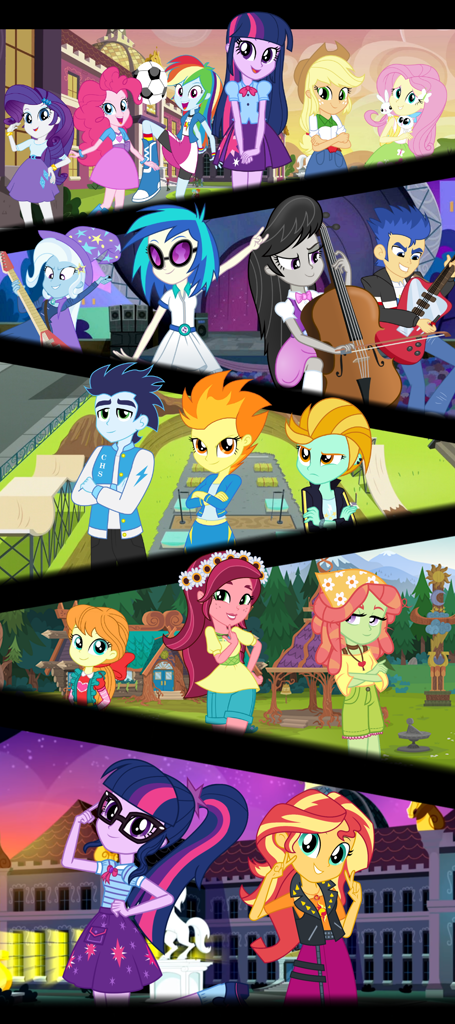 #2843814 - safe, applejack, dj pon-3, flash sentry, fluttershy ...