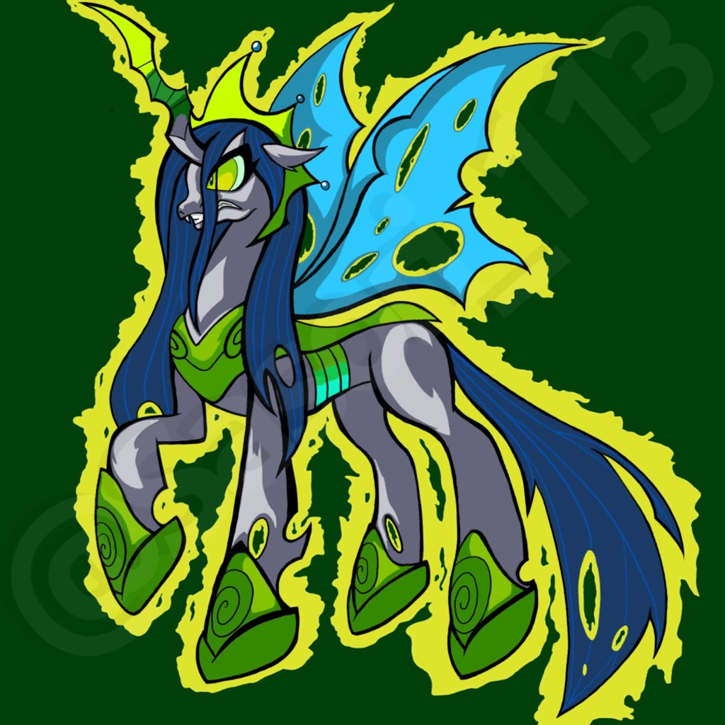 #2850126 - safe, artist:sasori_113, queen chrysalis, changeling, pony ...