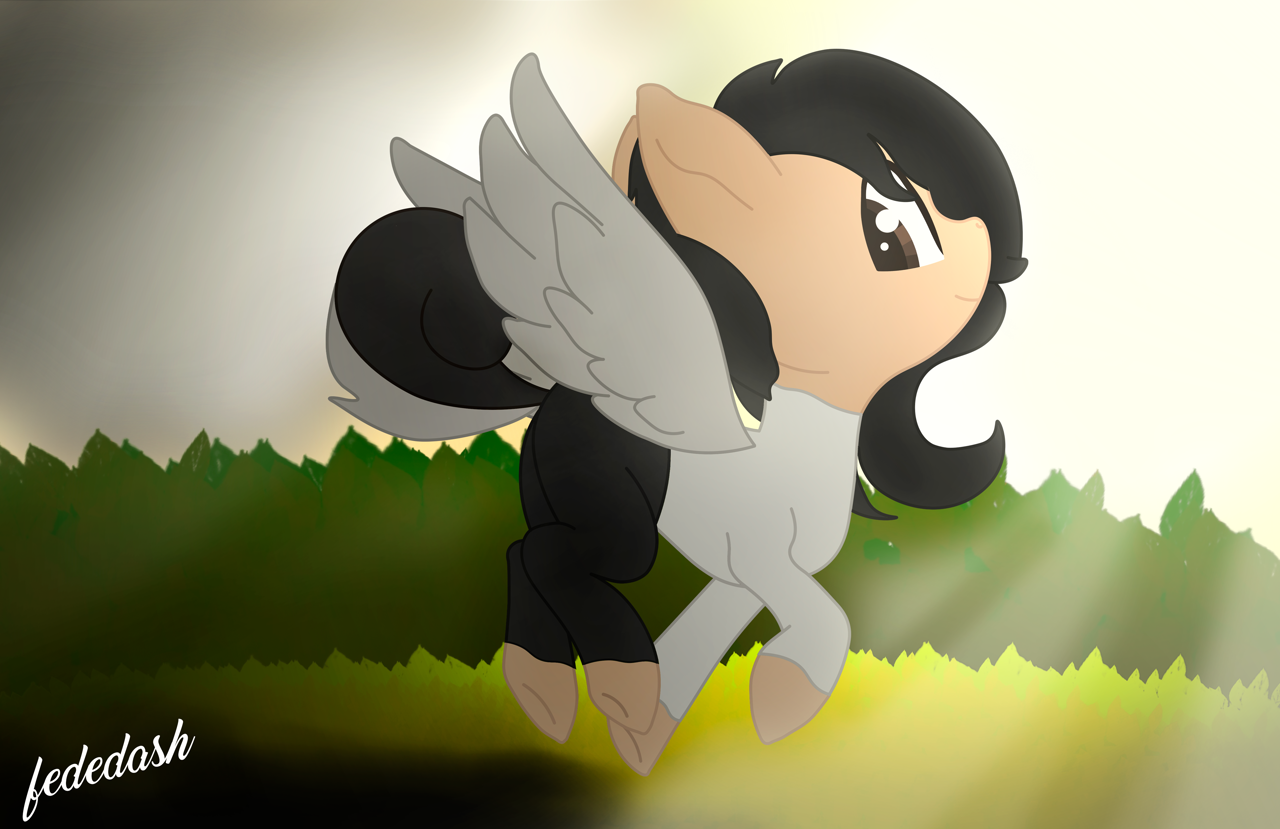 #2852609 - safe, artist:fededash, oc, oc only, oc:pandauwu, pegasus, pony, cloud, crepuscular ...