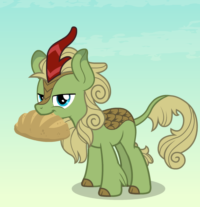 #2854678 - safe, forest fall, kirin, g4, bread, cute, food, lidded eyes ...