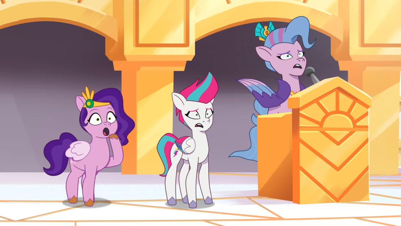 #2841609 - safe, screencap, pipp petals, queen haven, zipp storm, pegasus, pony, g5, my little ...