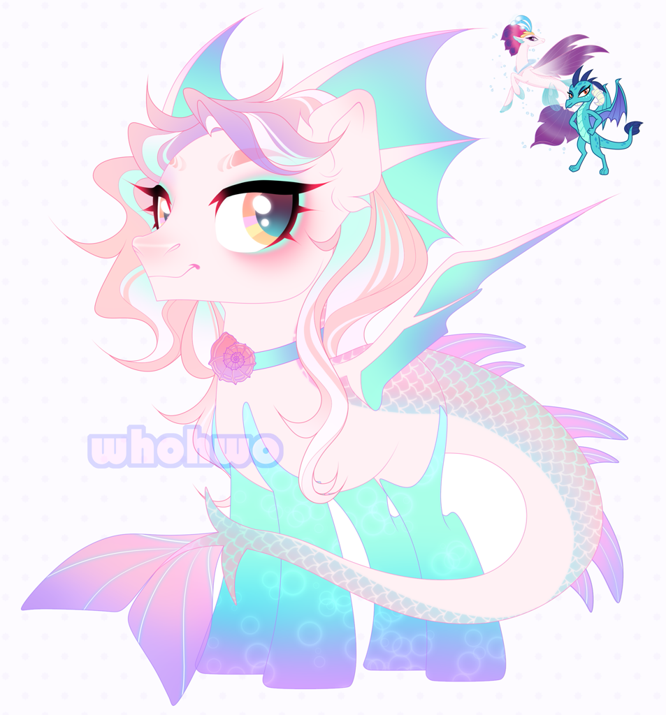 #2864991 - safe, artist:whohwo, princess ember, queen novo, merpony ...