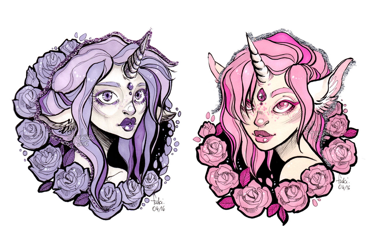 #2866014 - safe, artist:fukari, oc, oc only, human, bust, duo, eared ...