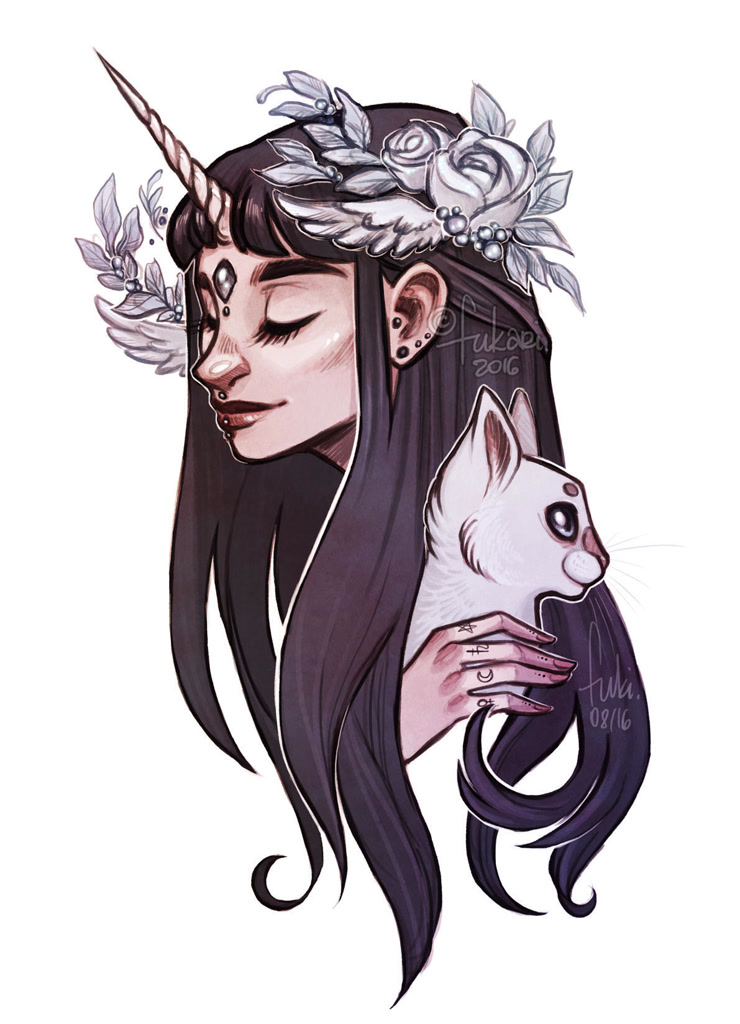 #2866020 - safe, artist:fukari, oc, oc only, cat, human, bust, duo ...