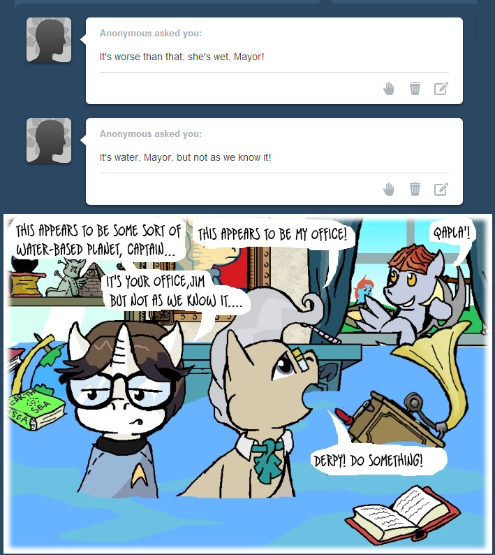 #2869776 - safe, artist:owlor, derpy hooves, mayor mare, raven, pony ...