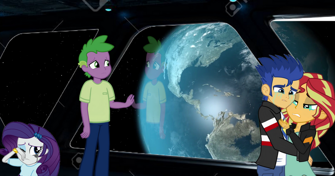 #2870428 - safe, artist:nasoupoliticien, flash sentry, rarity, spike, sunset shimmer, human ...