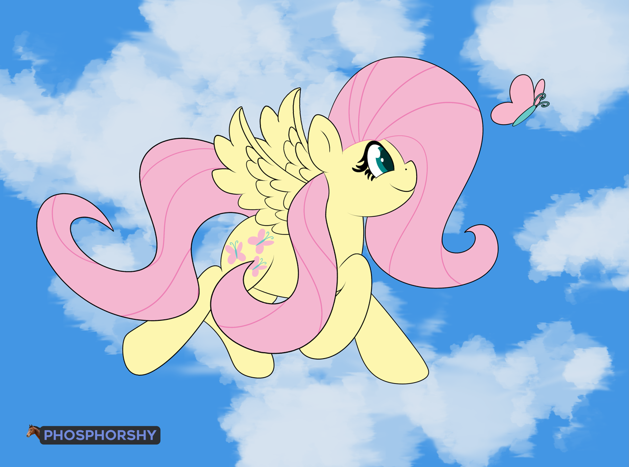 #2871385 - safe, artist:phosphorshy, fluttershy, butterfly, pegasus ...