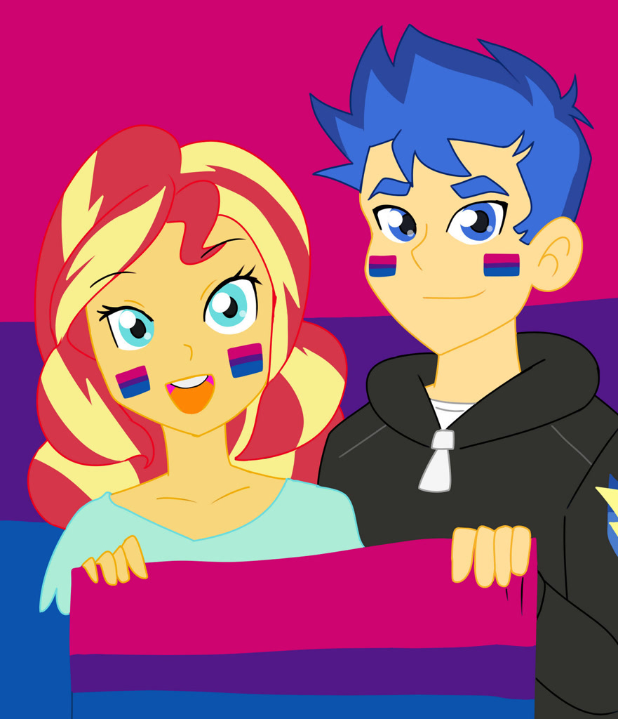 #2877307 - safe, artist:studiodraw, flash sentry, sunset shimmer, human ...