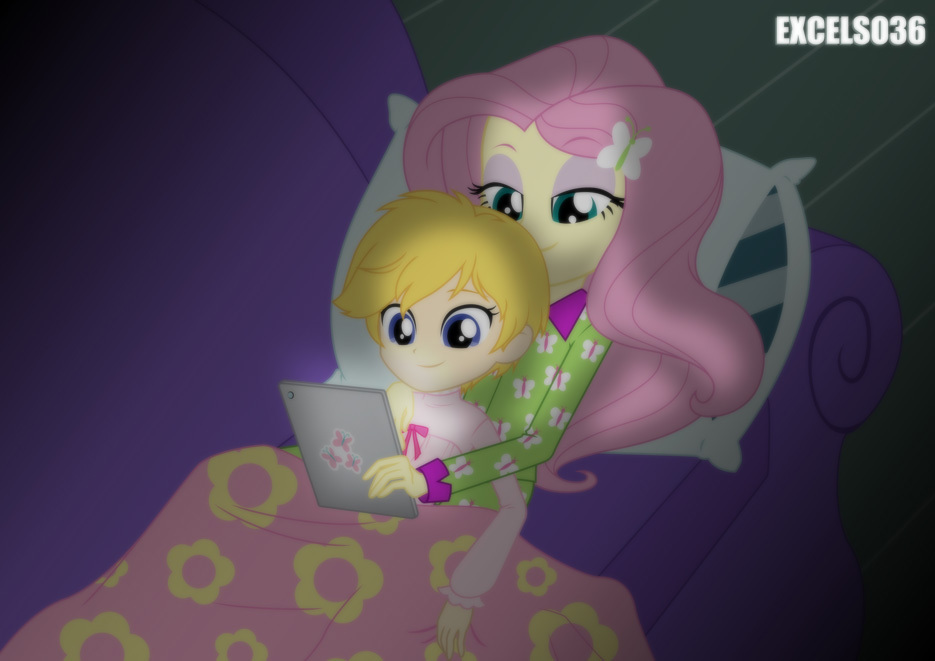 #2884544 - safe, artist:excelso36, fluttershy, oc, oc:cherish lynne ...