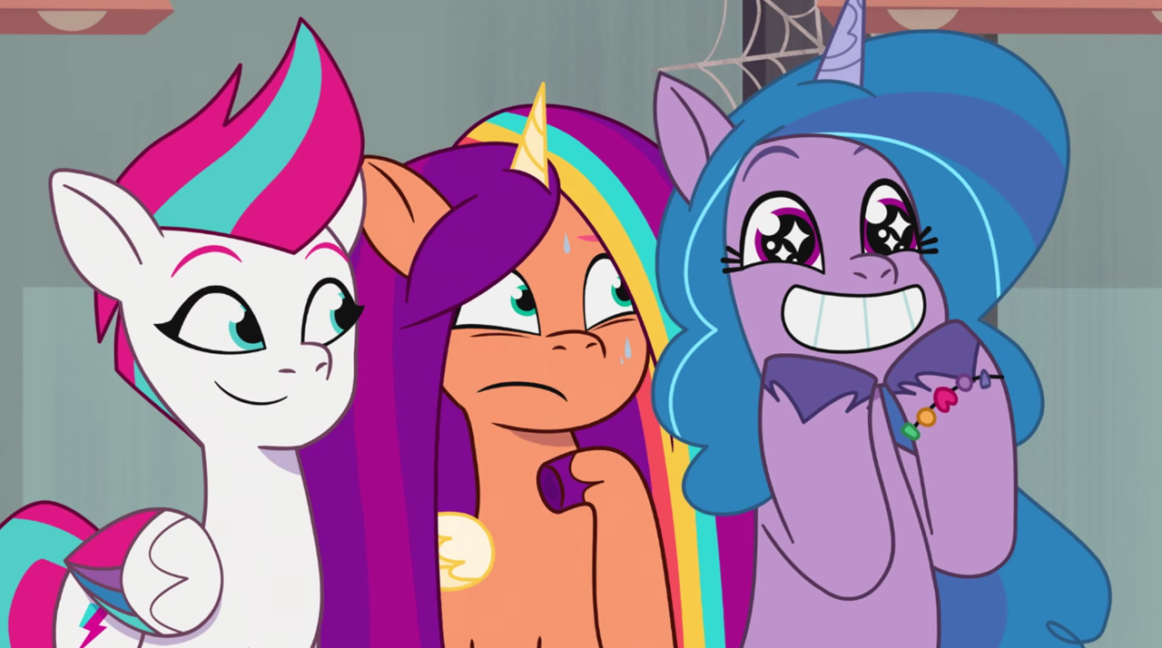 #2888310 - safe, screencap, izzy moonbow, sunny starscout, zipp storm ...