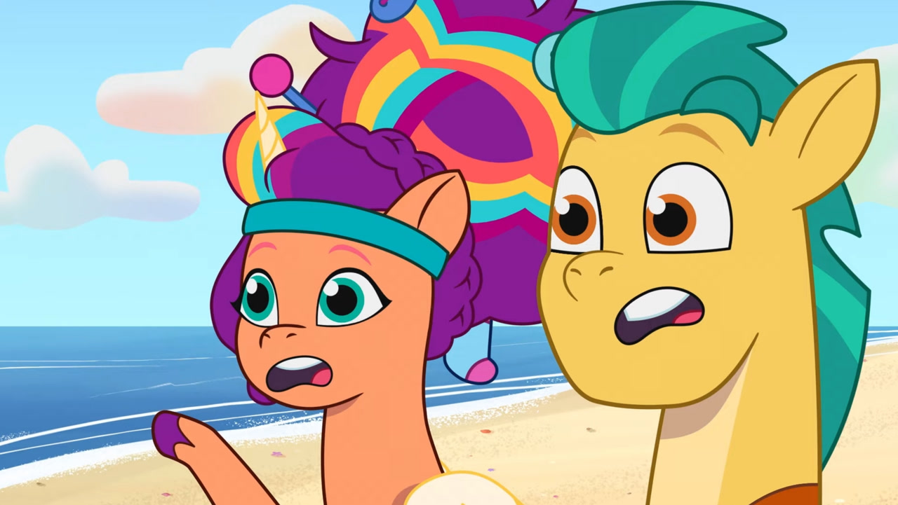 #2888606 - safe, screencap, hitch trailblazer, sunny starscout, alicorn ...