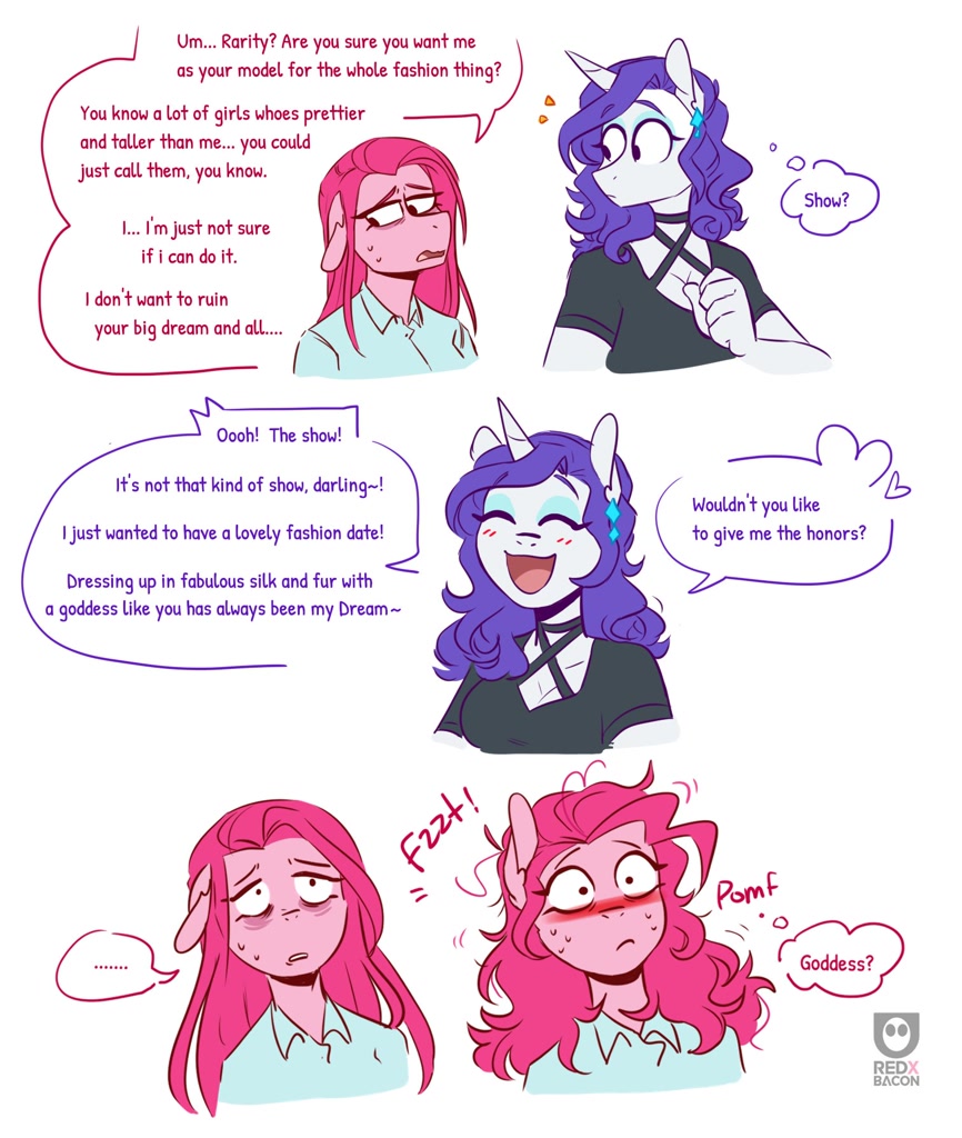 #2879899 - safe, artist:redxbacon, pinkie pie, rarity, earth pony ...