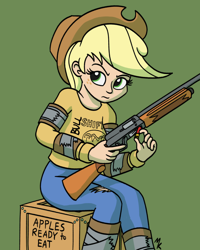 #2882195 - safe, artist:mkogwheel, applejack, human, g4, crate, female ...