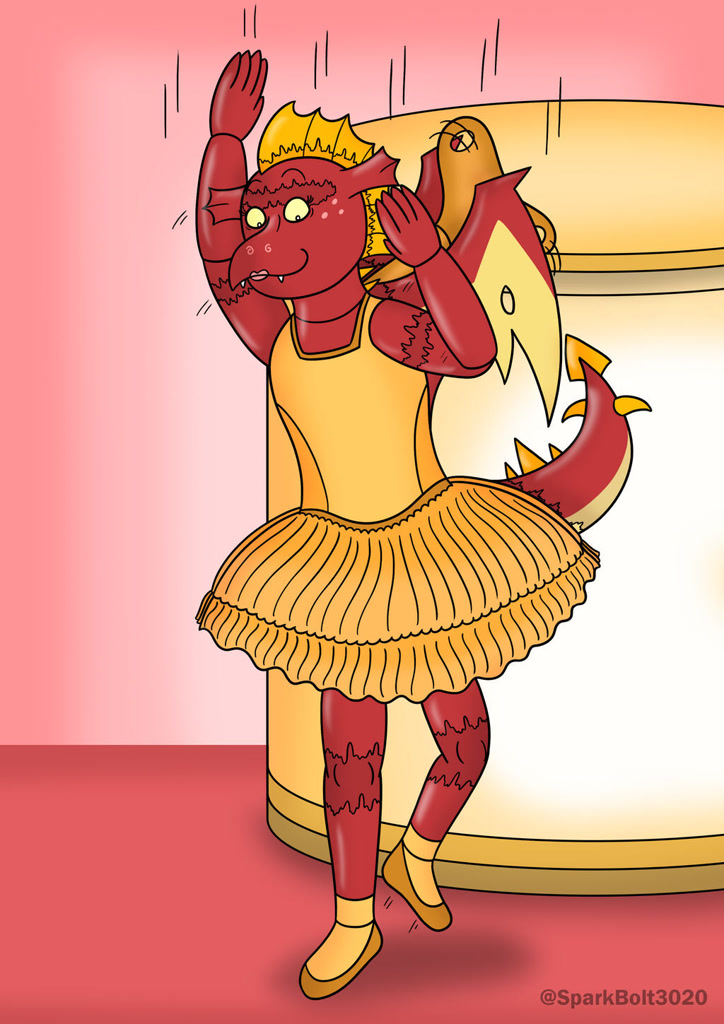 #2905543 - safe, artist:sparkbolt3020, garble, dragon, g4, ballerina ...