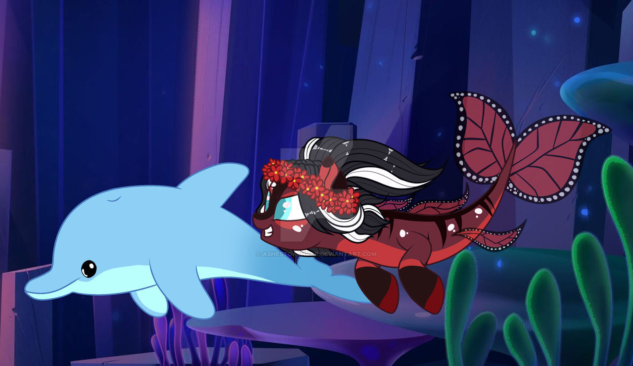 #2905864 - safe, artist:ashestoashkar, edit, oc, oc only, dolphin ...