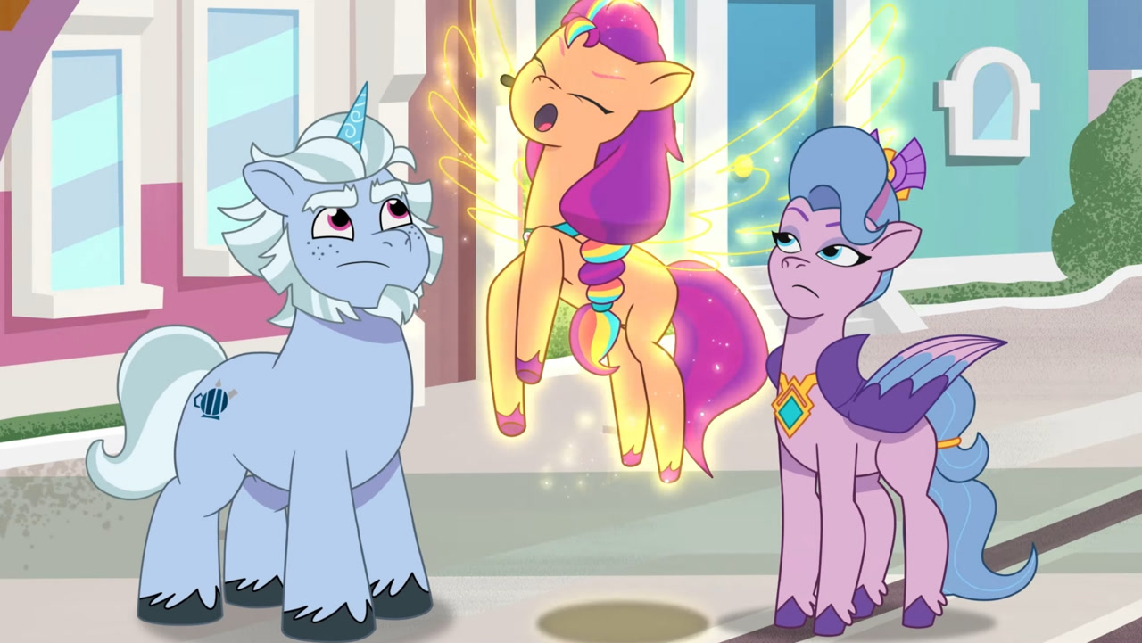 #2907130 - safe, screencap, alphabittle blossomforth, queen haven, sunny starscout, alicorn ...
