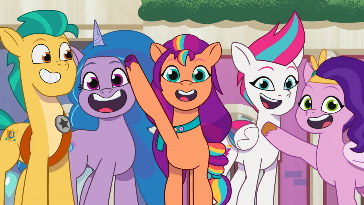 #2907276 - safe, screencap, hitch trailblazer, izzy moonbow, pipp ...