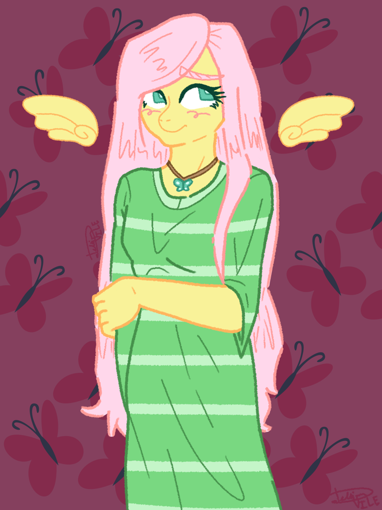 #2909509 - safe, artist:delianvile, fluttershy, pegasus, anthro, g4 ...