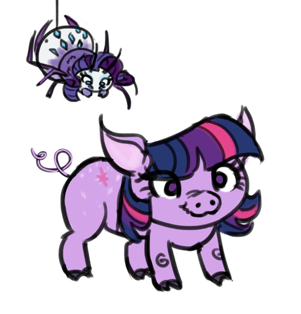 #2899135 - safe, artist:king-kakapo, rarity, twilight sparkle, arachnid ...