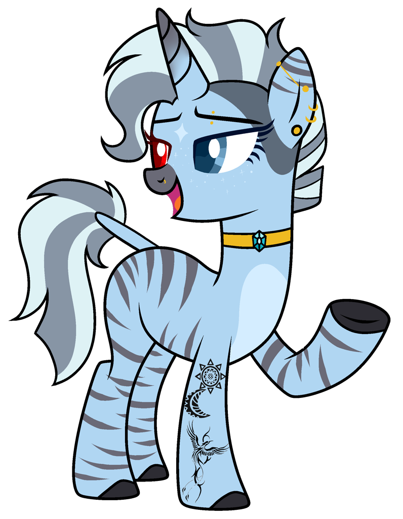 #2899680 - safe, artist:rose-blade, oc, oc only, oc:healing moon, hybrid, zebra, zebracorn, zony ...