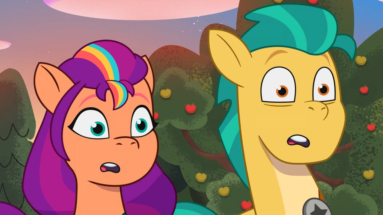 #2911830 - safe, screencap, hitch trailblazer, sunny starscout, earth pony, pony, g5, lost in ...