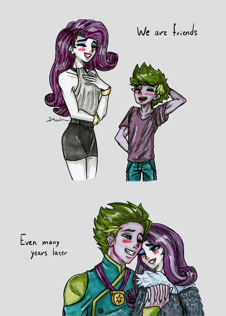 #2914749 - safe, artist:daazzlin, rarity, spike, human, female ...