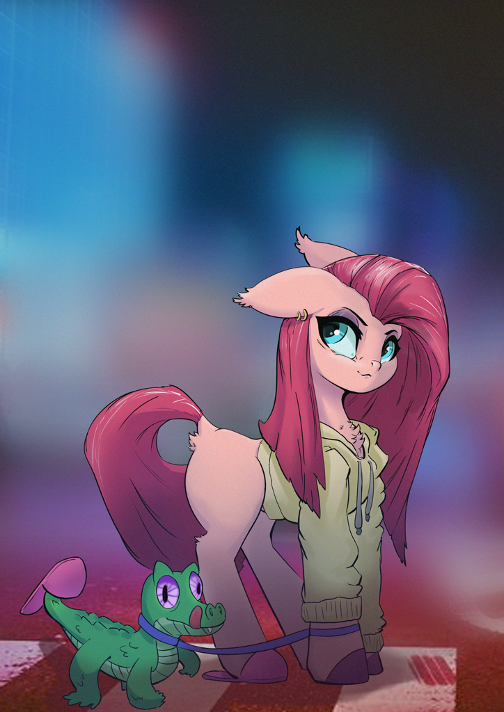 #2902648 - safe, artist:i love hurt, gummy, pinkie pie, alligator, pony ...