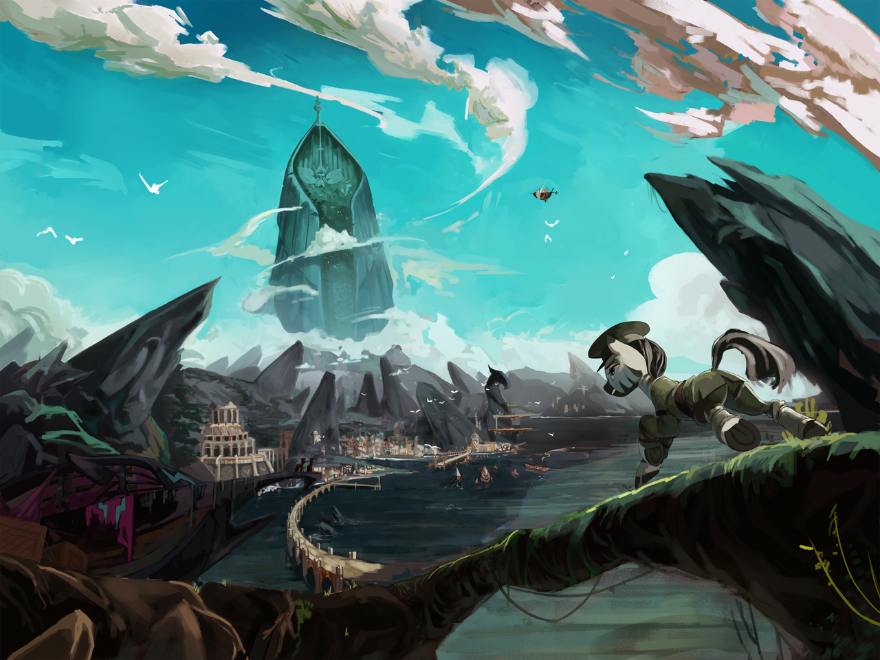 #2918701 - safe, artist:egil, zebra, equestria at war mod, airship ...