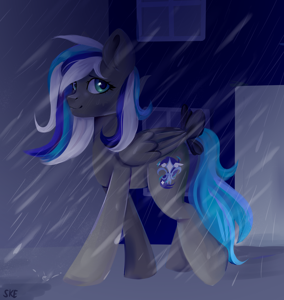 #2919833 - safe, artist:ske, oc, oc:flaming dune, pegasus, pony, bow, female, folded wings, high ...