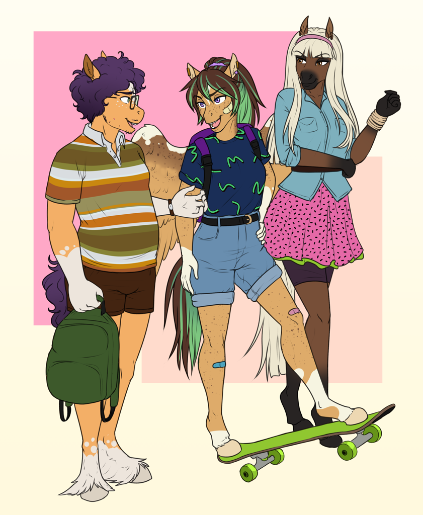 #2933645 - safe, artist:askbubblelee, oc, oc only, oc:cocoa nutt, oc:kiwi breeze, oc:peter nutt ...