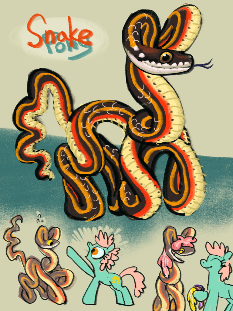 #2936127 - safe, artist:ja0822ck, pony, snake, cute, mimicry, wig ...