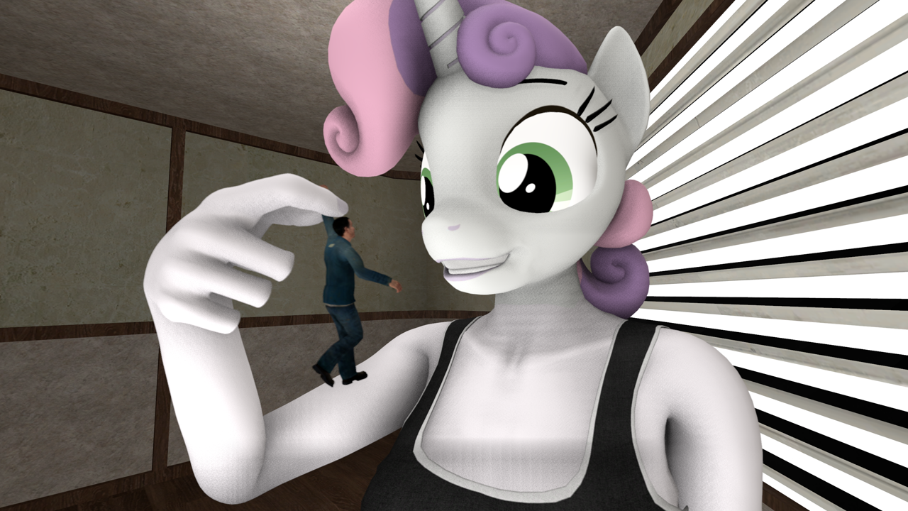 #2938105 - safe, artist:docteurcinematicstudio, artist:mothra72, sweetie belle, human, unicorn ...