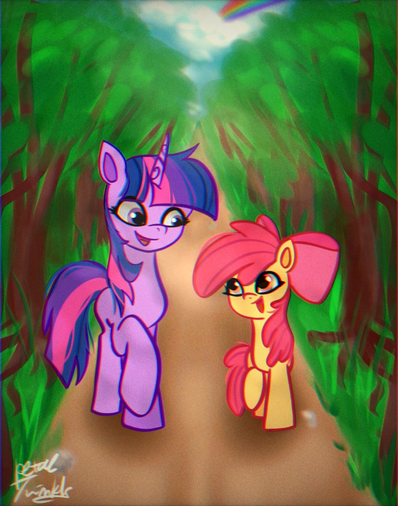 #2938447 - safe, artist:petaltwinkle, apple bloom, twilight sparkle ...