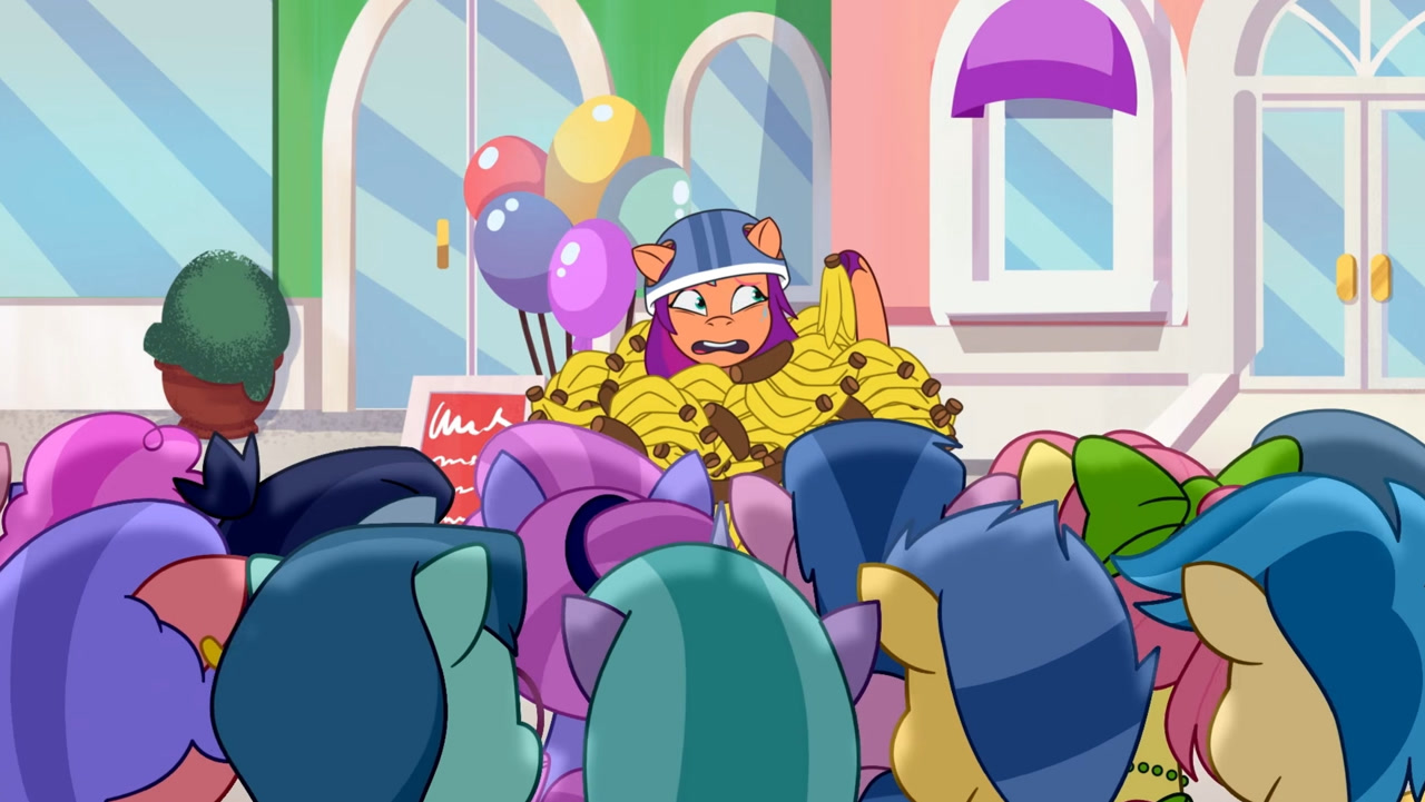 #2921032 - safe, screencap, cherry flyaway, delightful trifle, feather clips, lemon gear ...