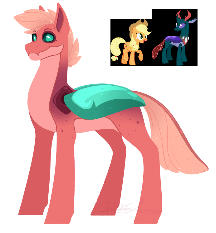 #2923364 - safe, artist:purplegrim40, oc, changedling, changeling, earth pony, pony, crack ship ...