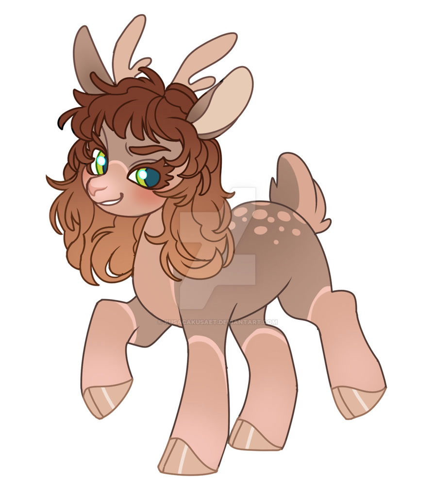 #2923734 - safe, artist:kusacakusaet, oc, oc only, deer, pony, antlers ...