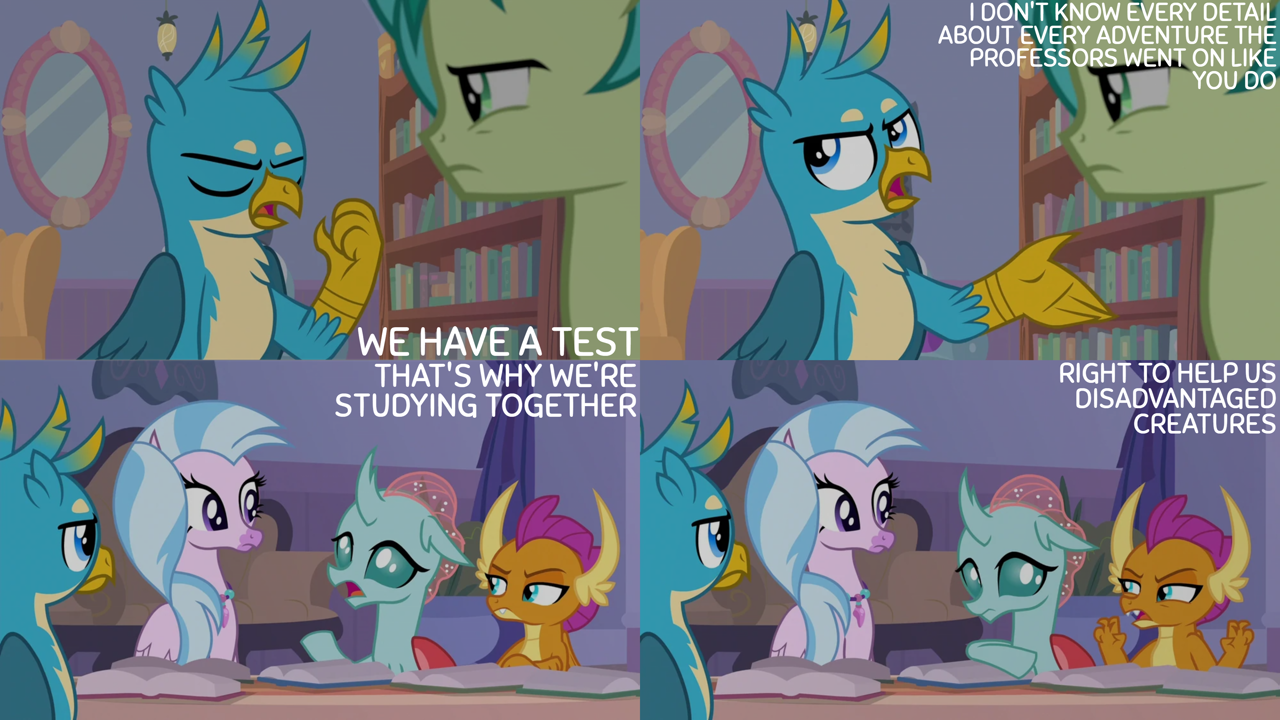 #2946851 - safe, edit, edited screencap, editor:quoterific, screencap, gallus, ocellus, sandbar ...