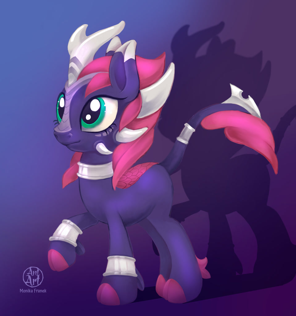 #2946907 - safe, artist:redi, kirin, cynder, female, purple background ...