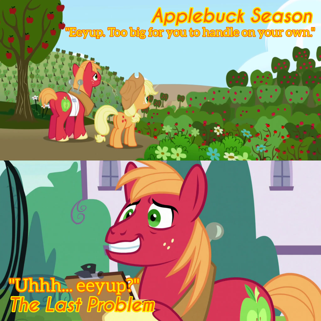 #2948484 - safe, edit, edited screencap, editor:itsmgh1203, screencap, applejack, big macintosh ...