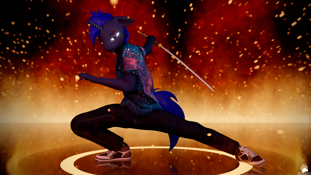 #2951032 - safe, artist:nyaasapphire, oc, oc:demin, anthro, solo ...