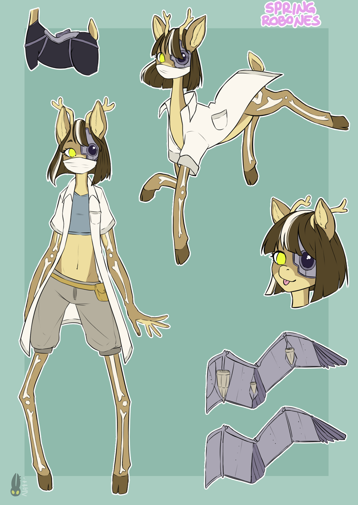 #2951247 - safe, artist:natt333, oc, oc:spring robones, deer, anthro ...