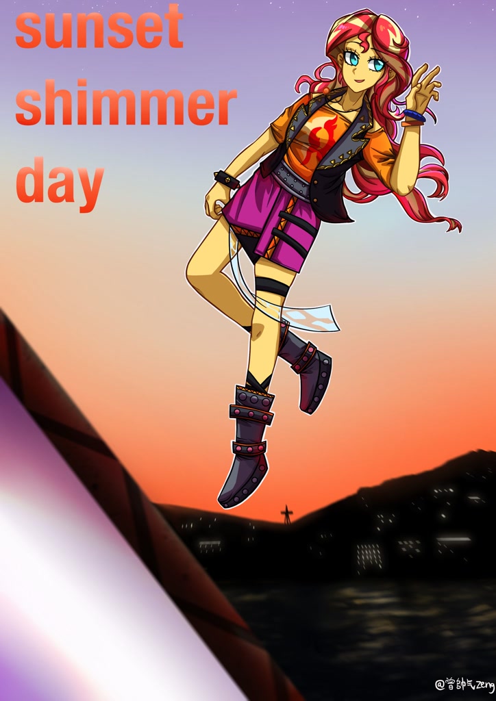 #2952538 - safe, artist:zeng_shuai_qi, sunset shimmer, human, equestria girls, female, photo ...