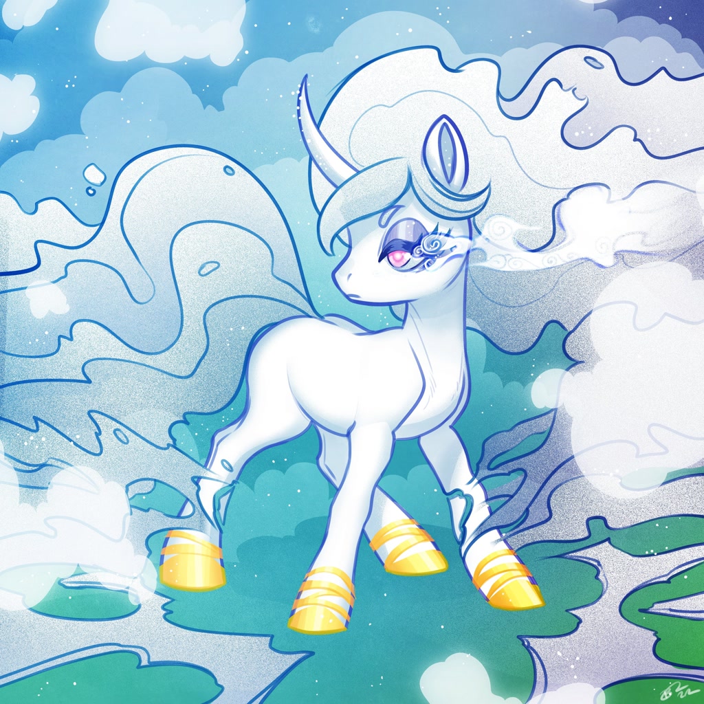 #2952695 - safe, artist:opalacorn, oc, oc only, pony, unicorn, commission, curved horn, eye mist ...