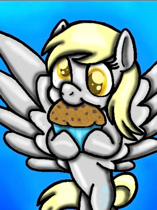 #2954183 - safe, artist:isbeliver23, derpy hooves, pony, eating, female, food, muffin, solo ...