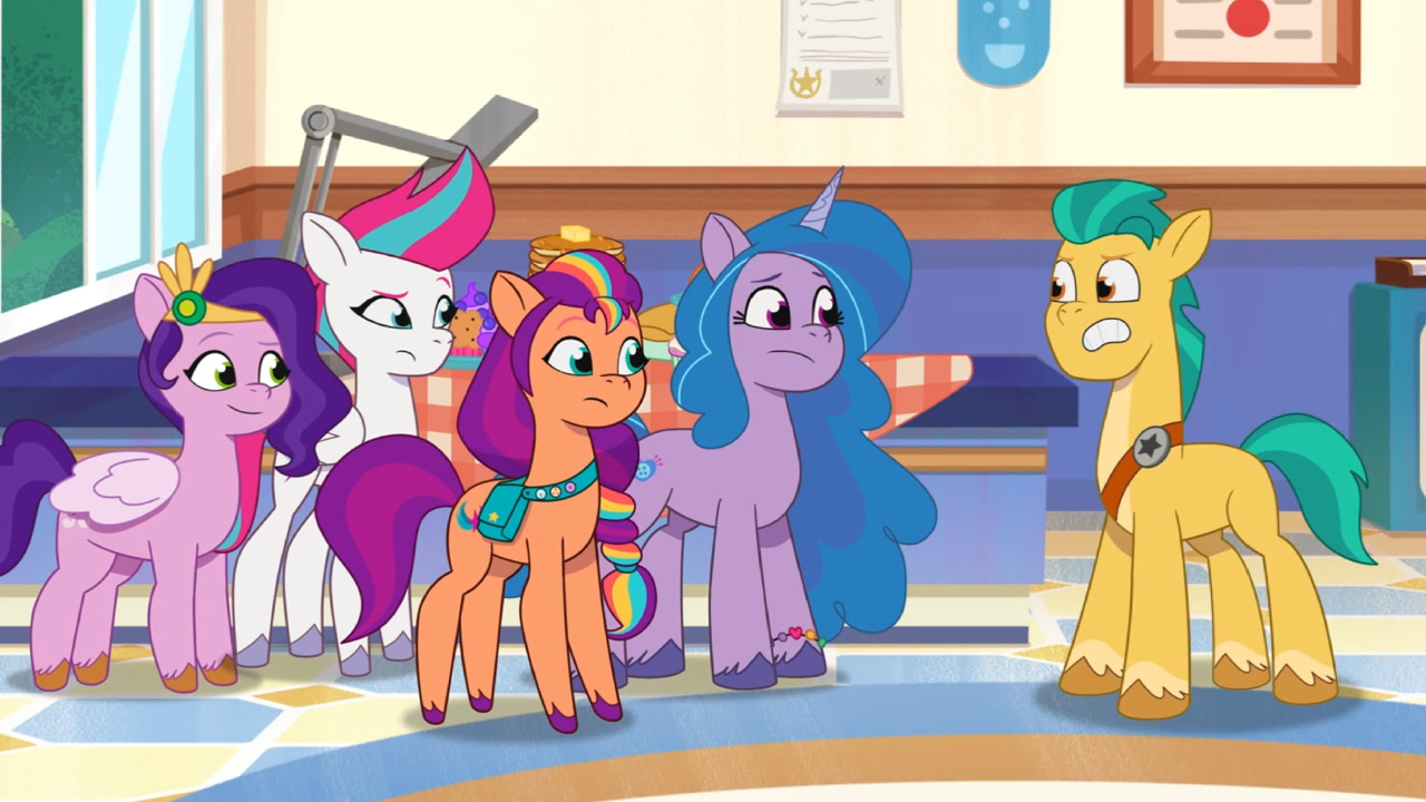 #2956928 - safe, screencap, hitch trailblazer, izzy moonbow, pipp ...