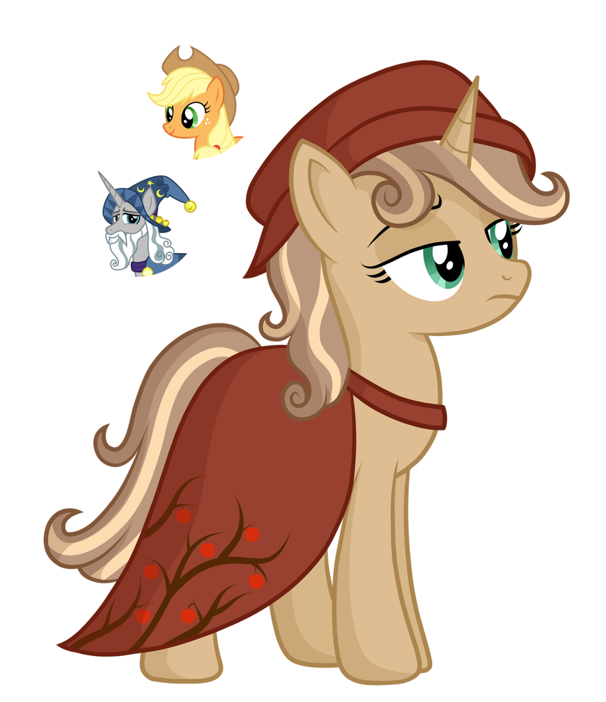 #2940211 - safe, artist:tenderrain-art, applejack, star swirl the bearded, oc, pony, unicorn, g4 ...