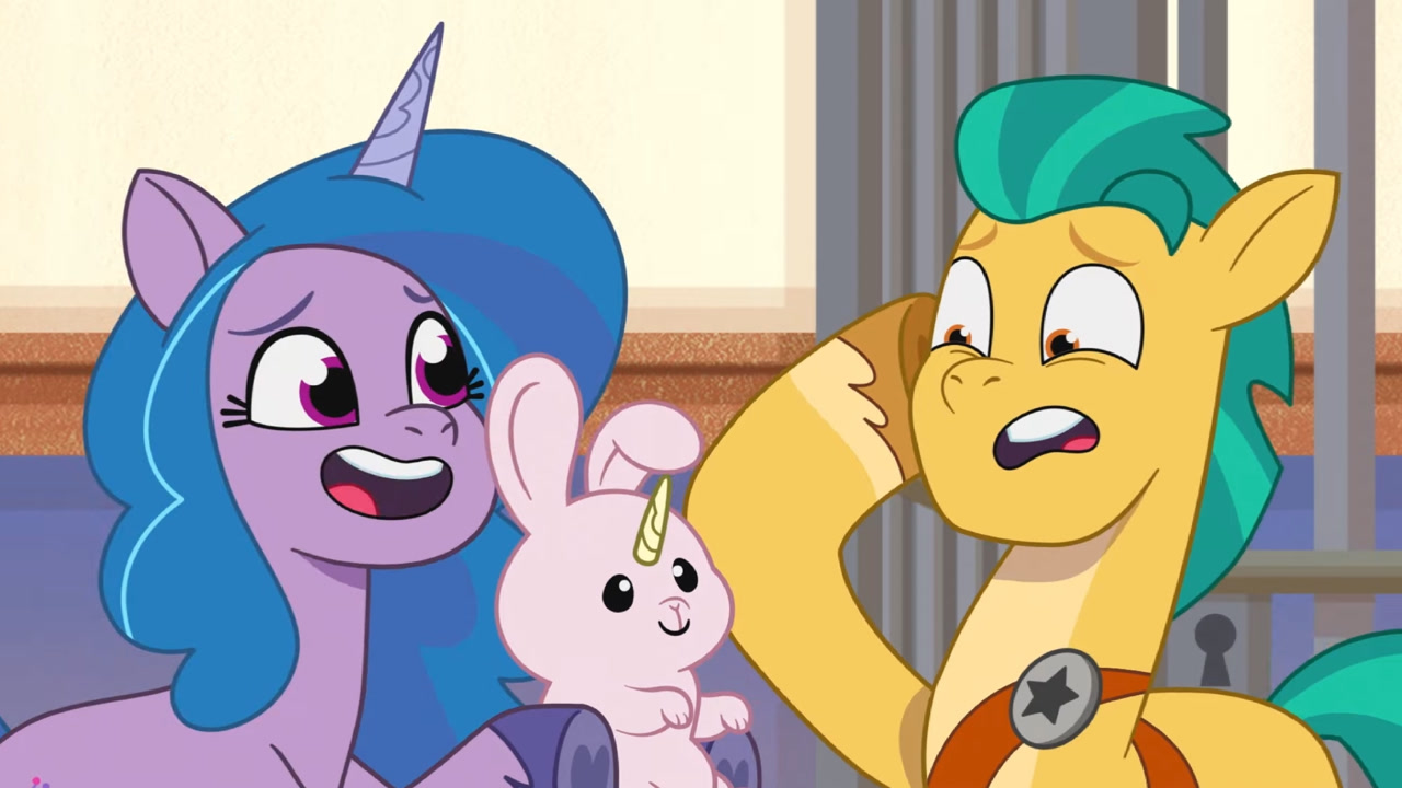 #2957713 - safe, screencap, hitch trailblazer, izzy moonbow, bunnycorn ...