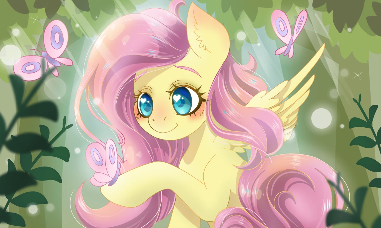 #2941229 - safe, artist:phoenixfox96, fluttershy, butterfly, pegasus ...