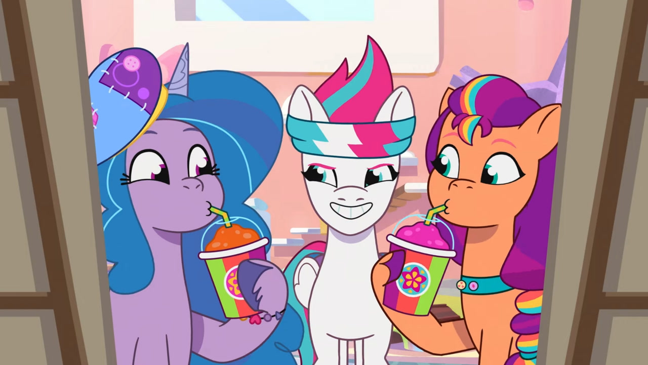 #2943579 - safe, screencap, izzy moonbow, sunny starscout, zipp storm ...