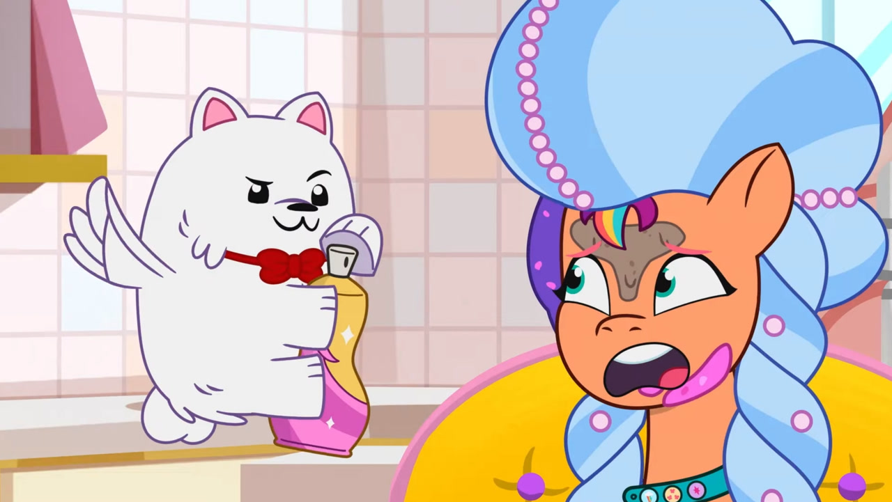 #2943988 - safe, screencap, cloudpuff, sunny starscout, dog, earth pony ...